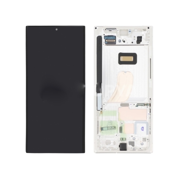 Original Ecran Complet LCD et Vitre tactile Crème Avec Châssis Pour Samsung Galaxy S23 Ultra (S918B)